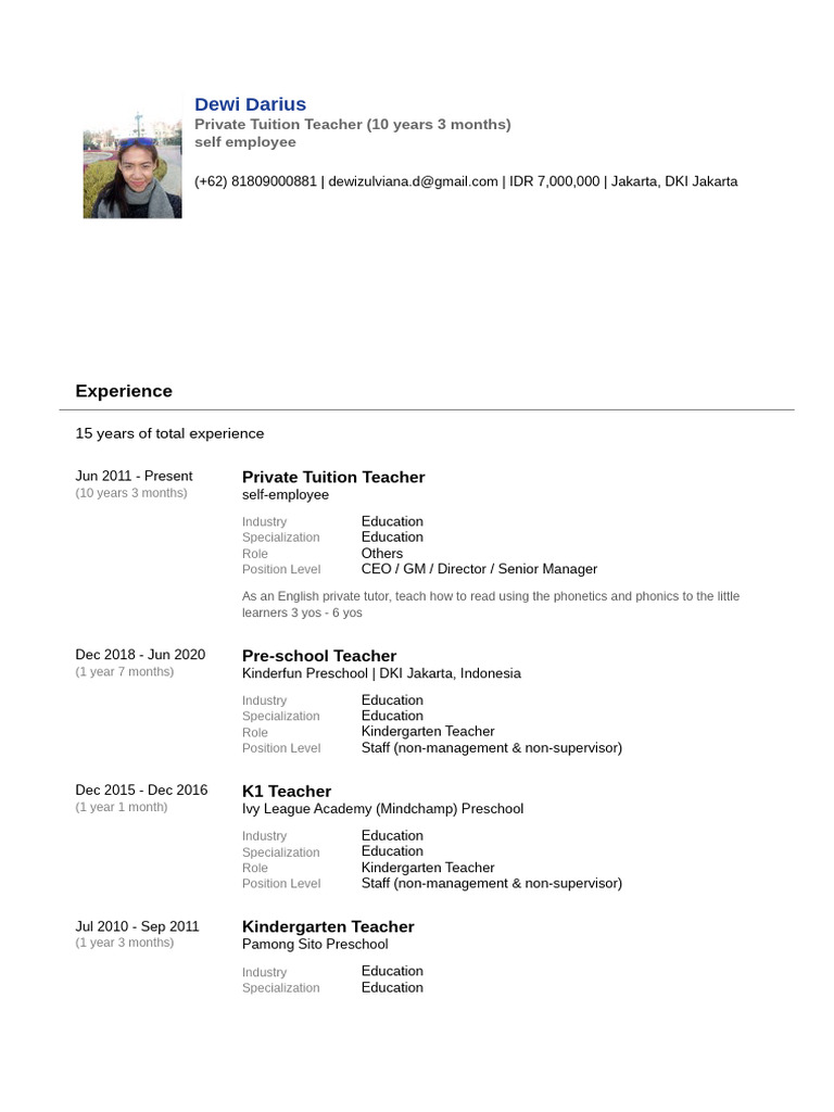 Dewi Darius Recent CV | PDF