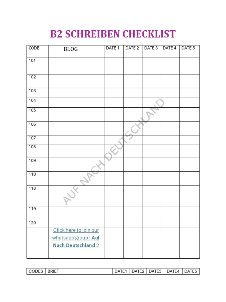 B2 Schreiben Checklist. A.N.D | PDF