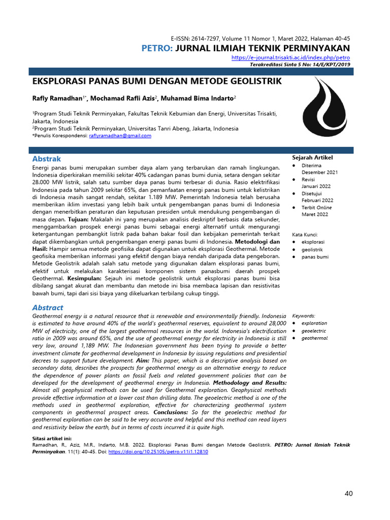 Eksplorasi Panas Bumi Dengan Metode Geolistrik | PDF
