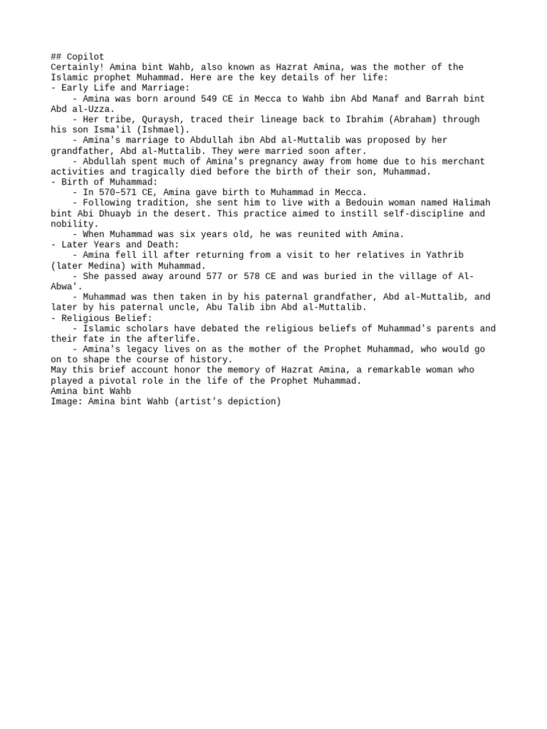 Amina bint Wahb: Mother of Muhammad | PDF
