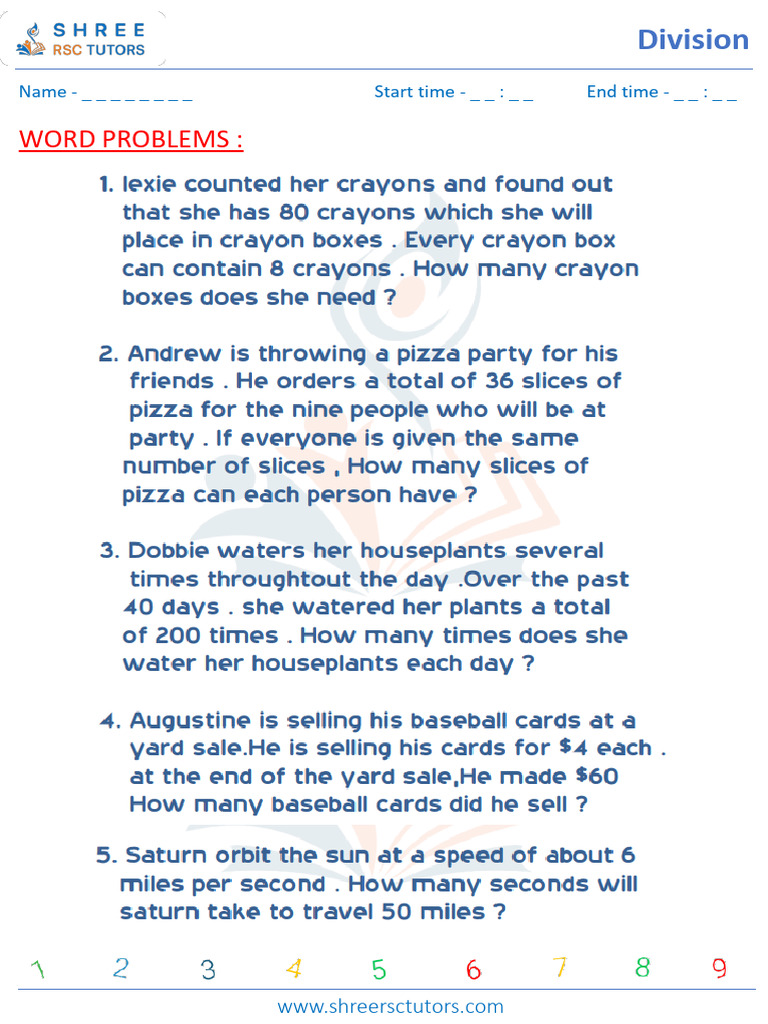 Division Word Problems | PDF