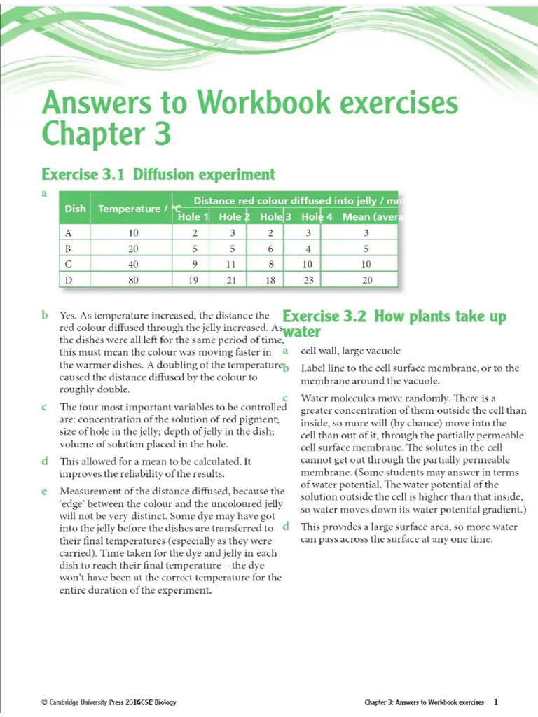 Biology Answer Workbook Chapter 3 | PDF