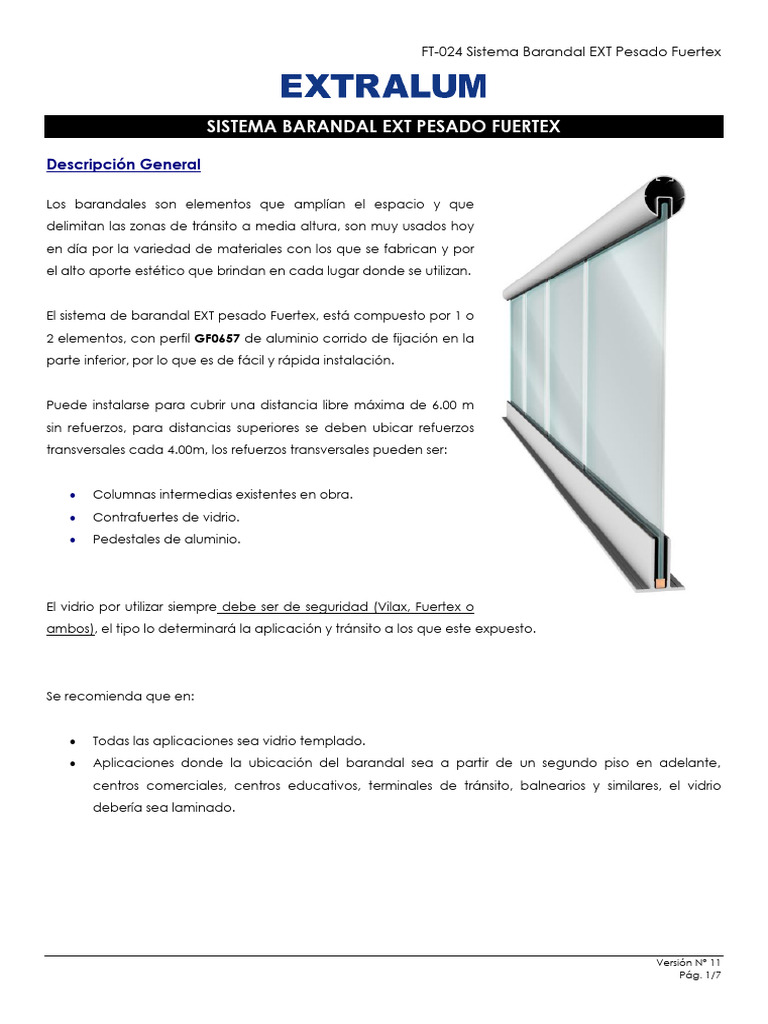 FT 024 Sistema Barandal EXT Pesado Fuertex 1 | PDF | Lentes | Aluminio