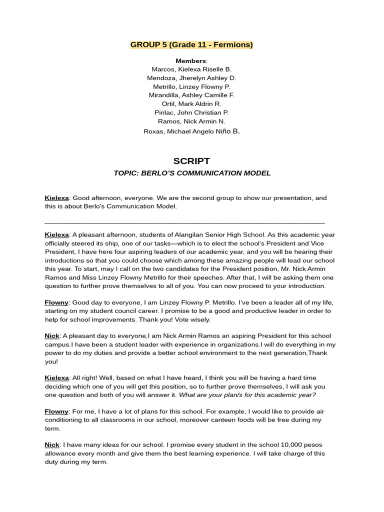 Group 5 Berlos Communication Model | PDF