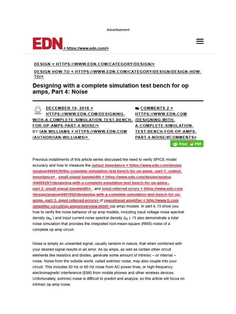 Designing With A Complete Simulation Test Bench For Op Amps Part 4