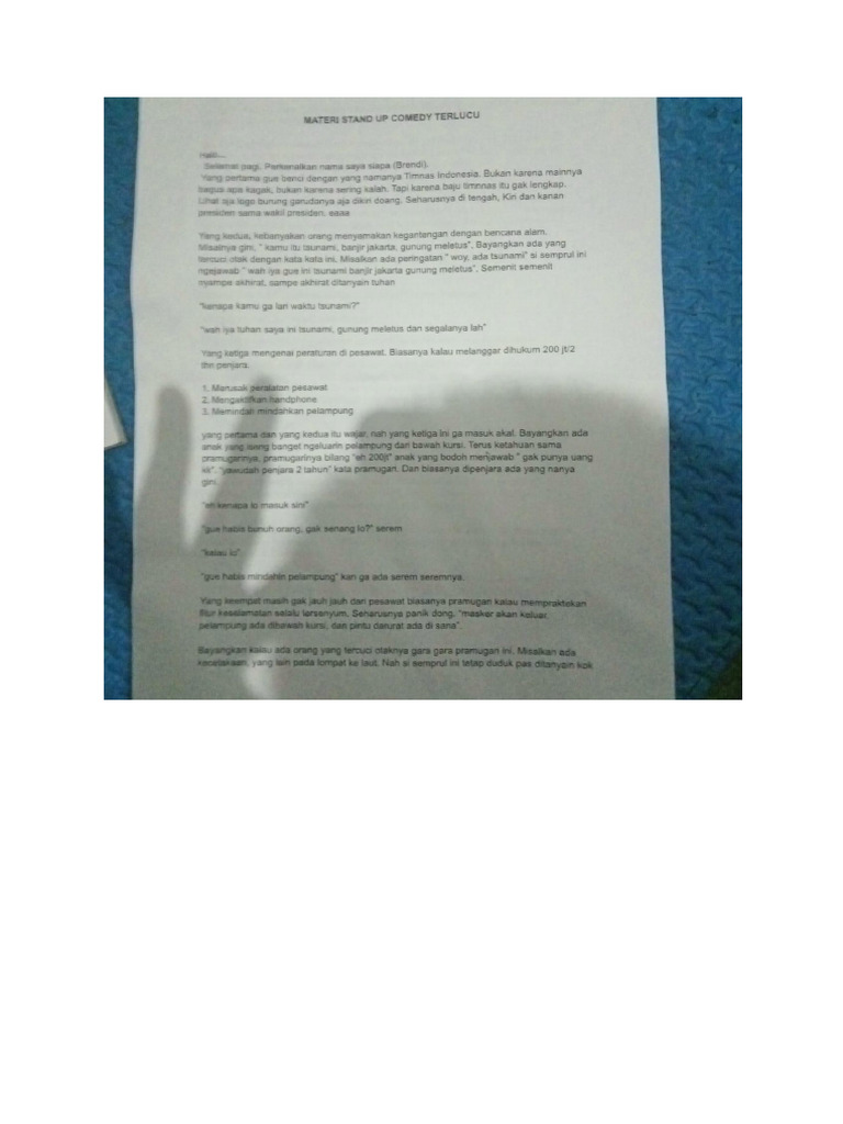 Tugas Naskah Stand Up Brendi Jondris Sinambela | PDF