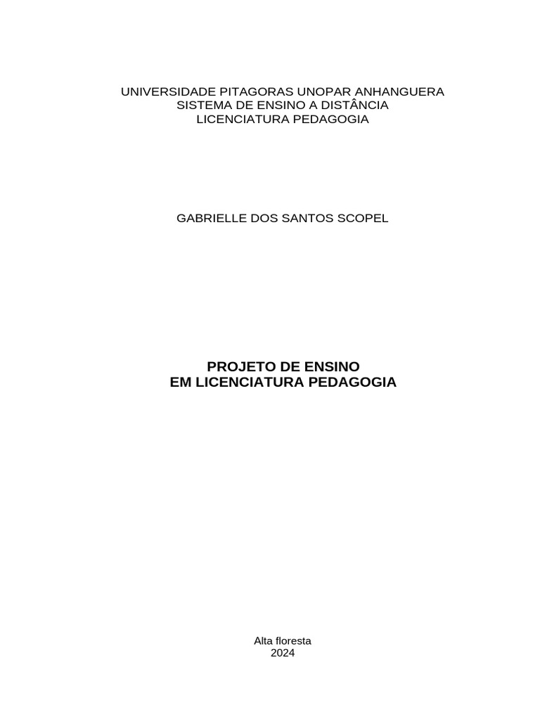 Projeto de Ensino Peda | PDF | Pedagogia | Aprendizado