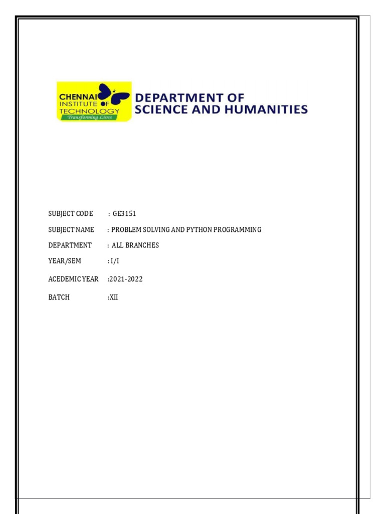 Python UNIT 1 Notes | PDF