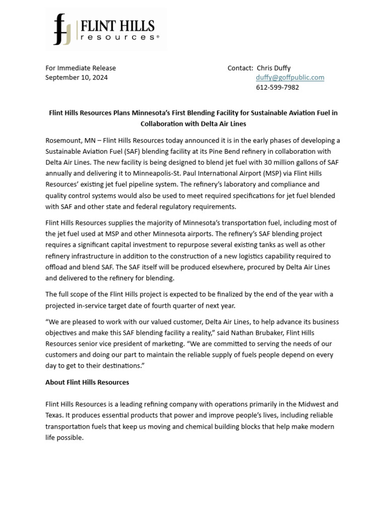 9-10-24 Flint Hills SAF Blending Project | PDF | Petroleum Industry ...