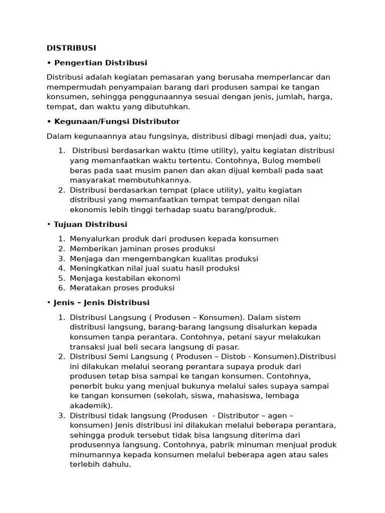 Distribusi - Pengertian Distribusi | PDF