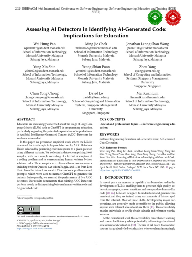 Assessing AI Detectors in Identifying AI-Generated Code Implications ...
