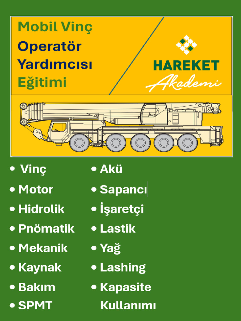 Mobil Vinç Operatör Yardımcısı Eğitim Afişi | PDF