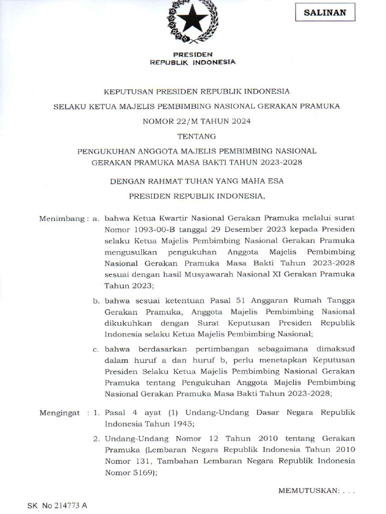 Kepres RI 22 M 2024 | PDF