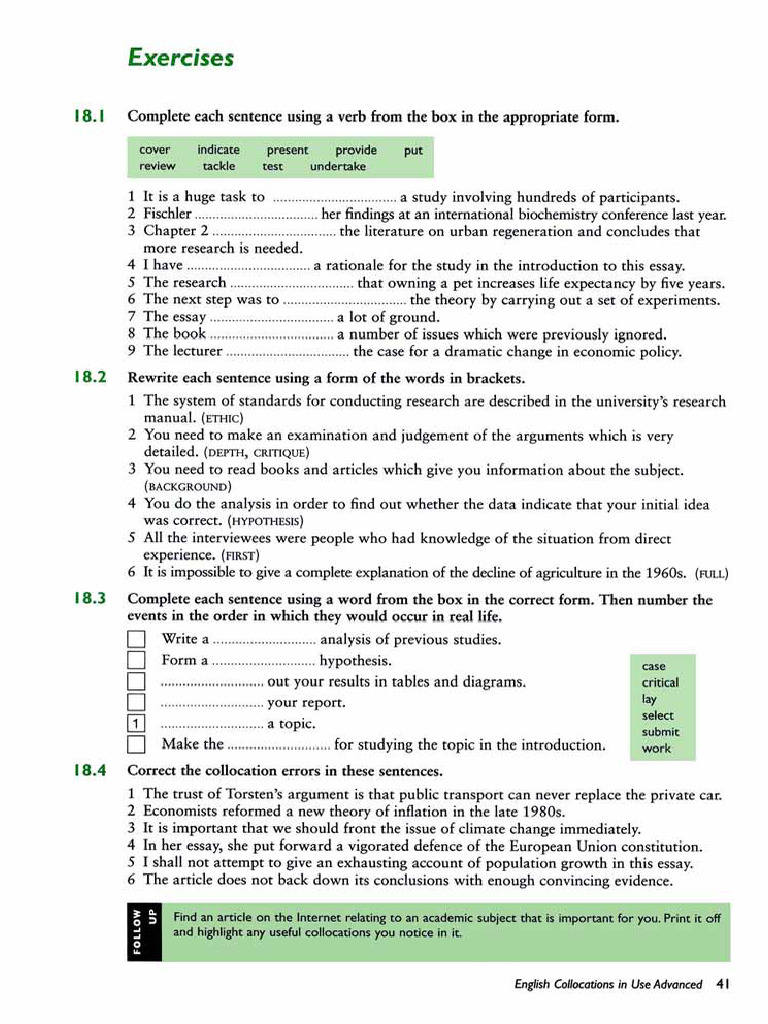 Collocations in Academic English. | PDF