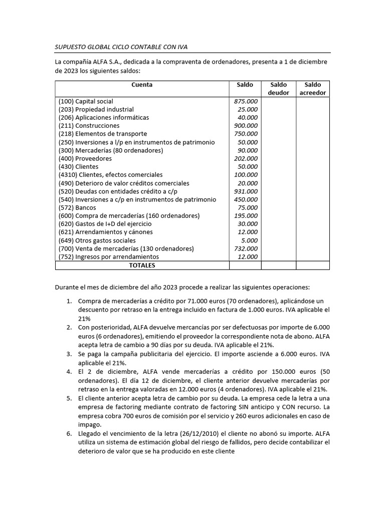 Supuesto Contabilidad | PDF | Contabilidad | Informática