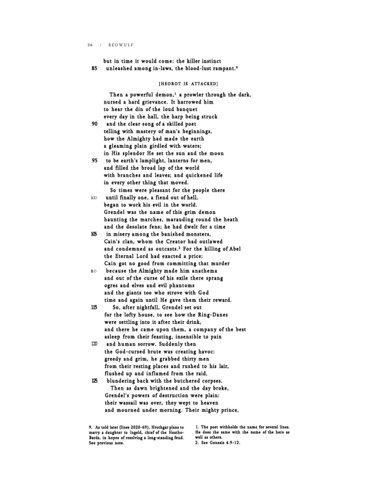Grendel's Attack on Heorot | PDF | Beowulf | English Heroic Legends