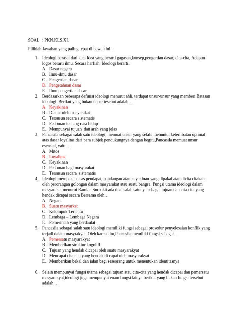 SOAL PKN Kls XI | PDF