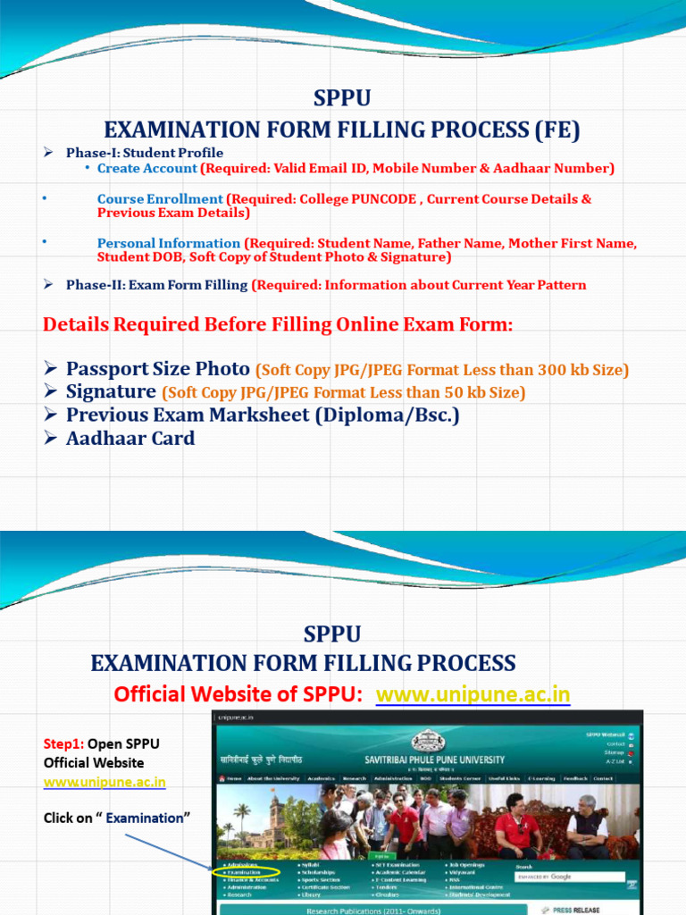 Online Exam Form Filling Process - SPPU. | PDF
