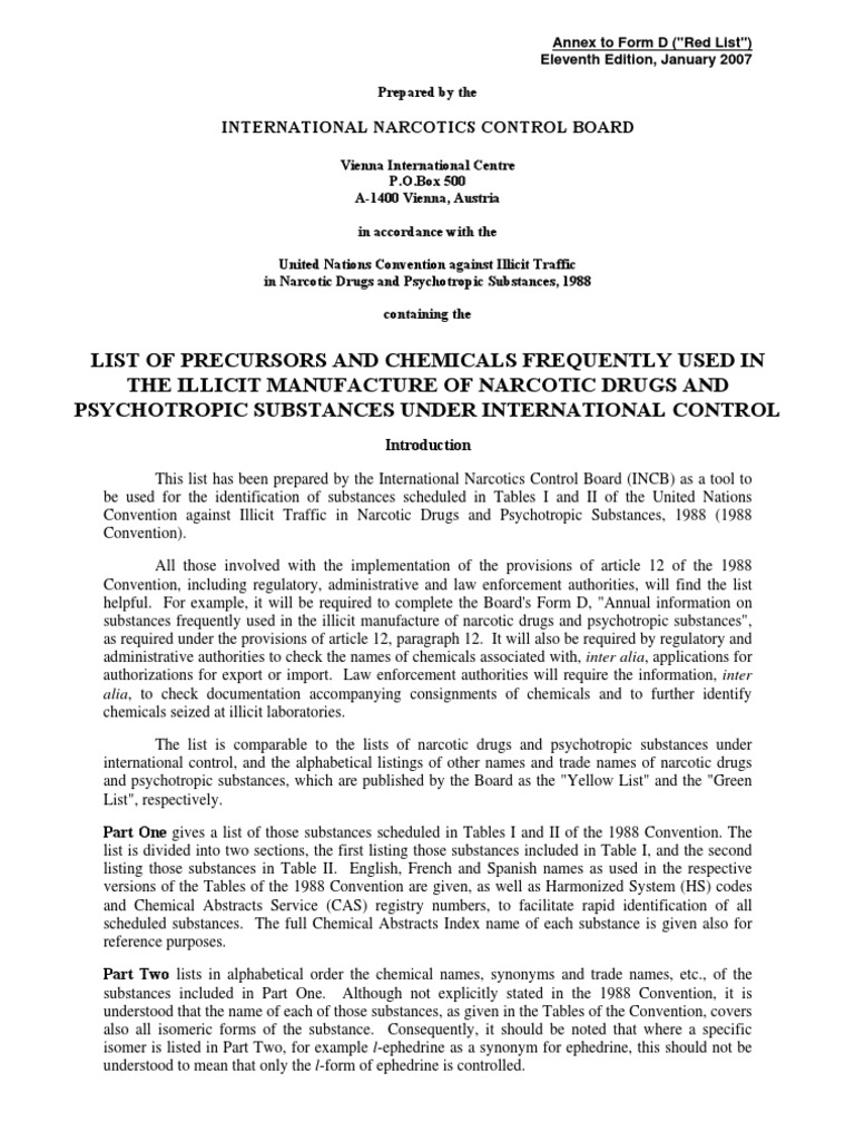 List of Precursors and Chemicals Frequently Used in The Illicit ...