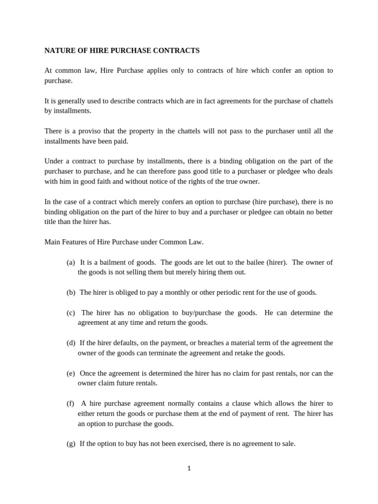 Understanding Hire Purchase Contracts | PDF | Lease | Surety