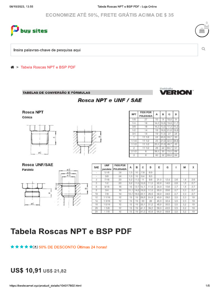 tabela de rosca NPT | PDF