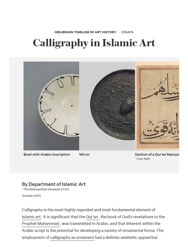 Calligraphy in Islamic Art | PDF