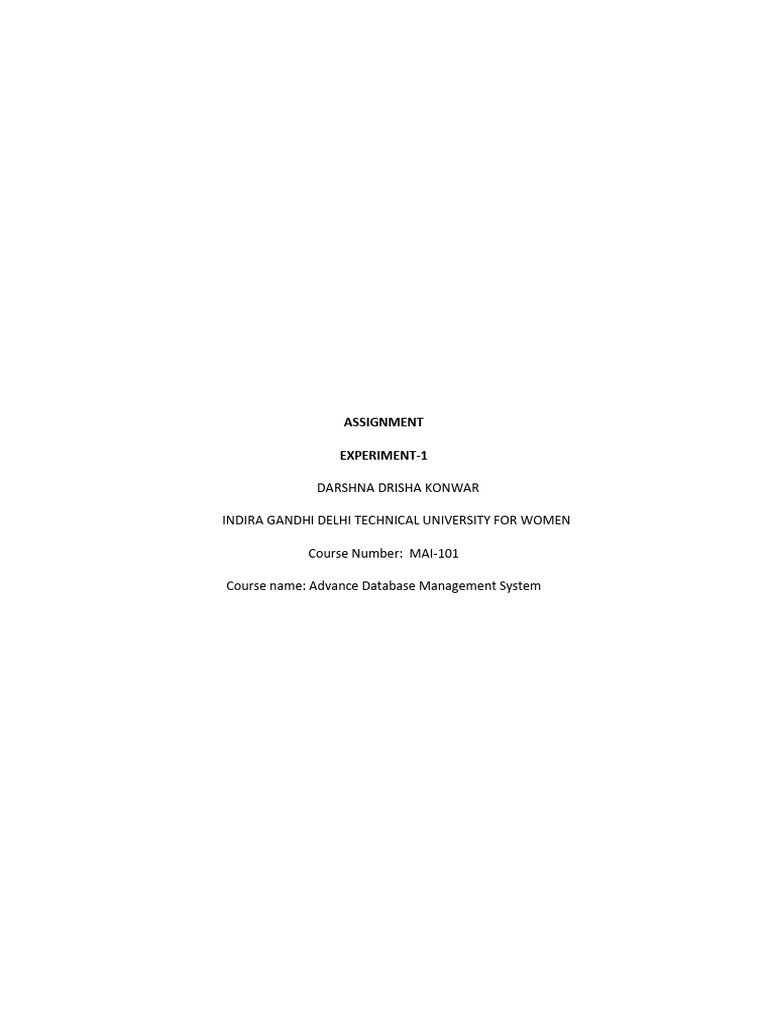 Assignment Adbms | PDF