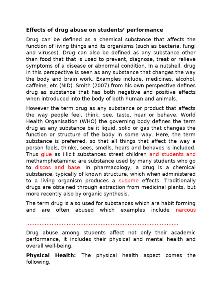Effects of Drug Abuse On Students | PDF | Receptor (Biochemistry ...