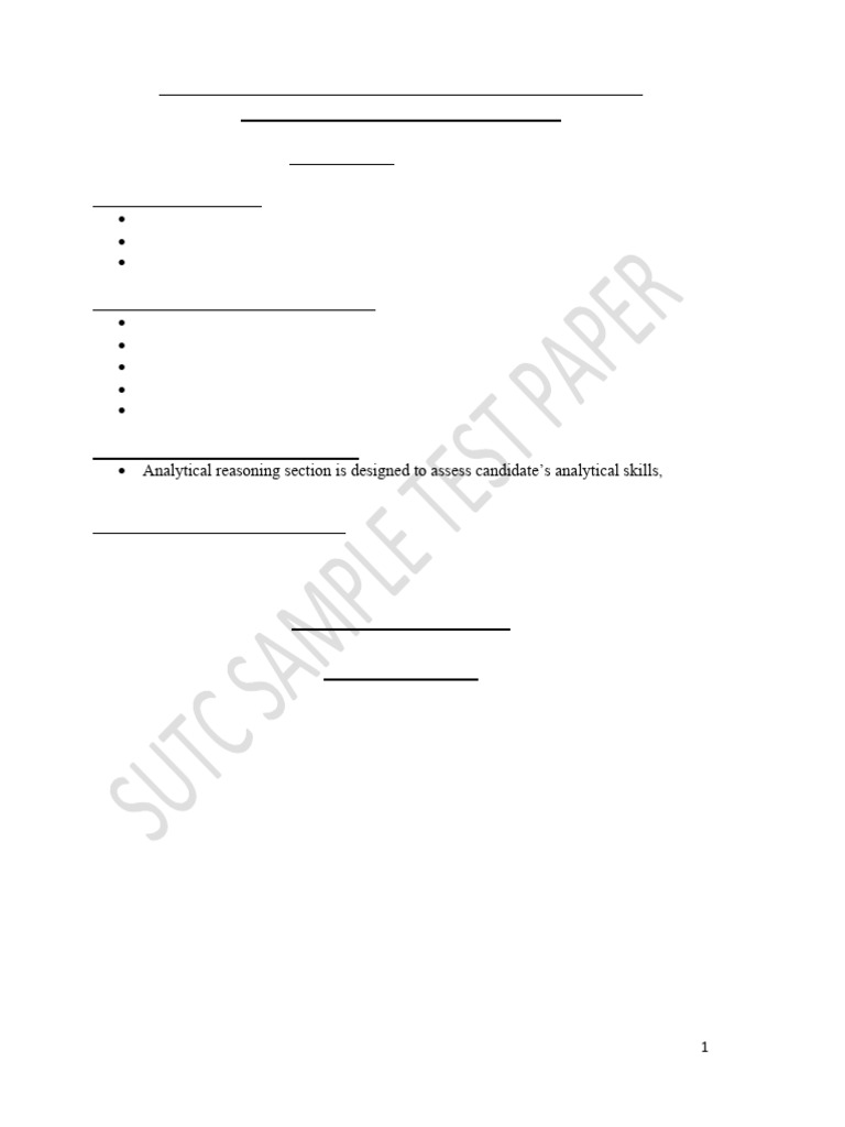 Sample TEST Paper OMR SHEET MPhilPhD2024 SUTC | PDF
