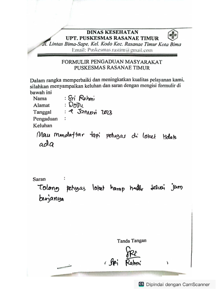 Form Penerimaan Pengaduan | PDF