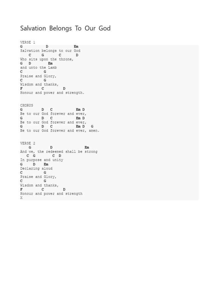 Salvation Belongs to Our God | PDF