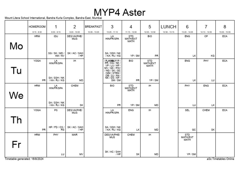 MYP4 Aster TT Final | PDF