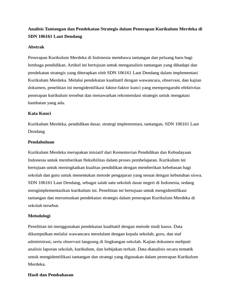 Analisis Tantangan Dan Pendekatan Strategis Dalam Penerapan Kurikulum ...