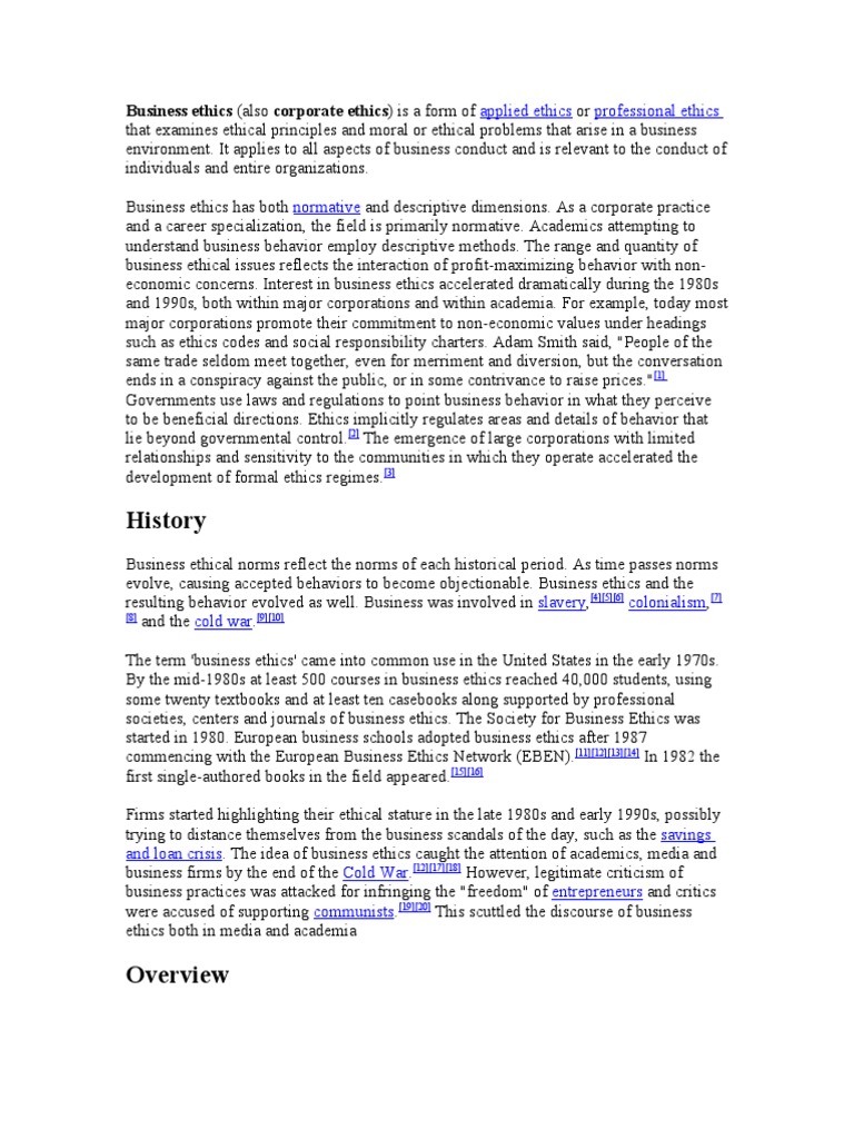 History of Business Ethics Evolution | PDF