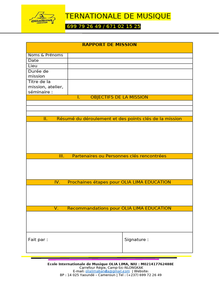 Modèle de Rapport de Mission | PDF