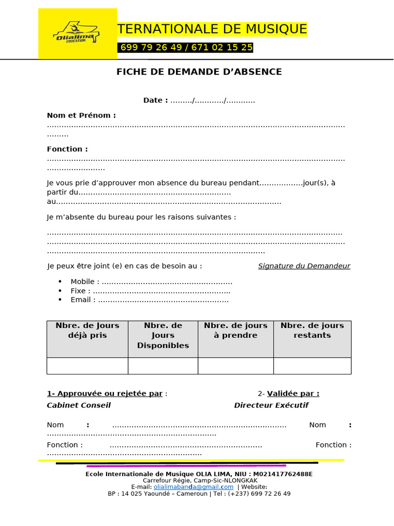 Modèle de Demande D'absence | PDF