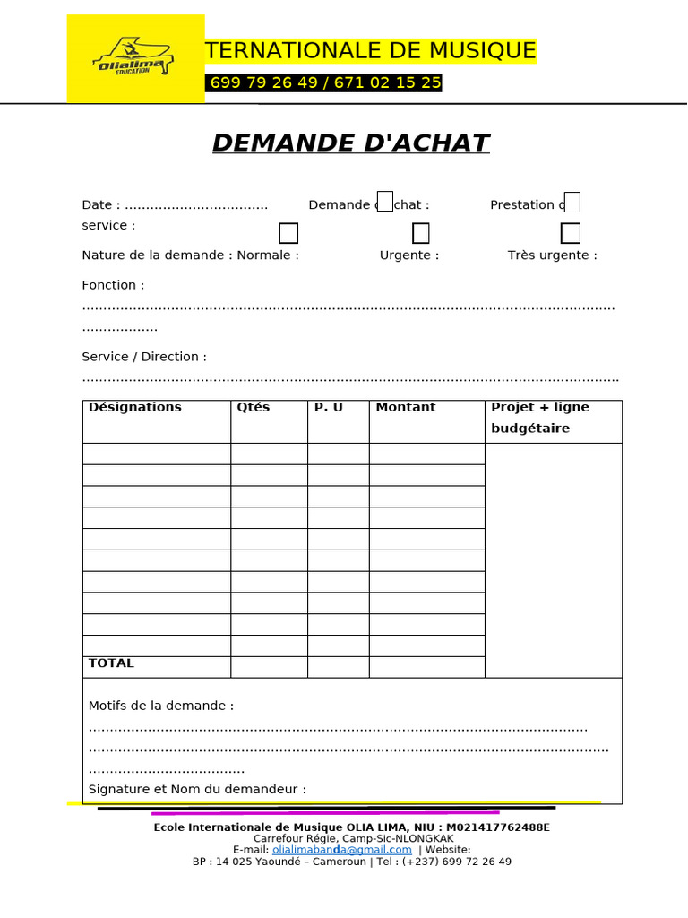 Modèle de Demande D'achat | PDF