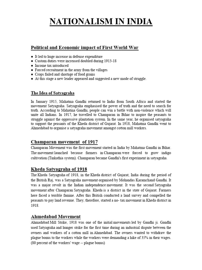 Nationalism in India | PDF | Mahatma Gandhi | Resistance To The British ...