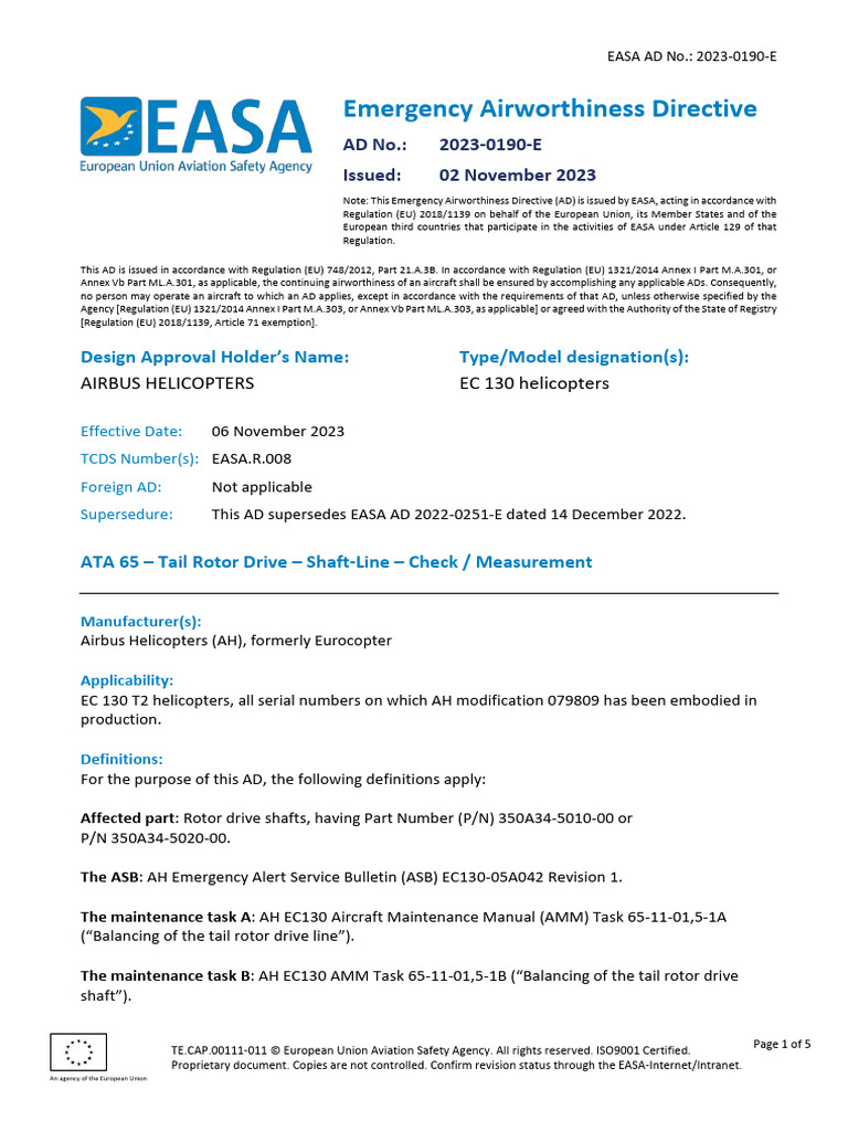 Easa Ead 2023-0190-E 1 | PDF