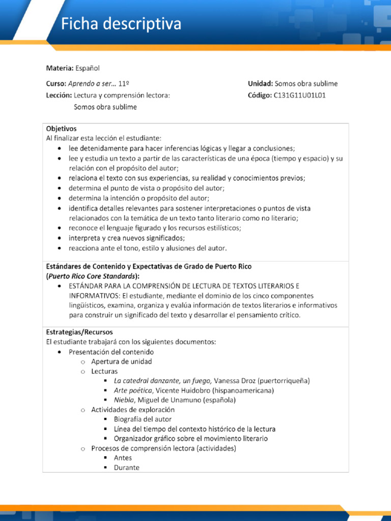 LECCIÓN 1 - Lectura - y - Comprensión - Lectora - Somos - Obra ...