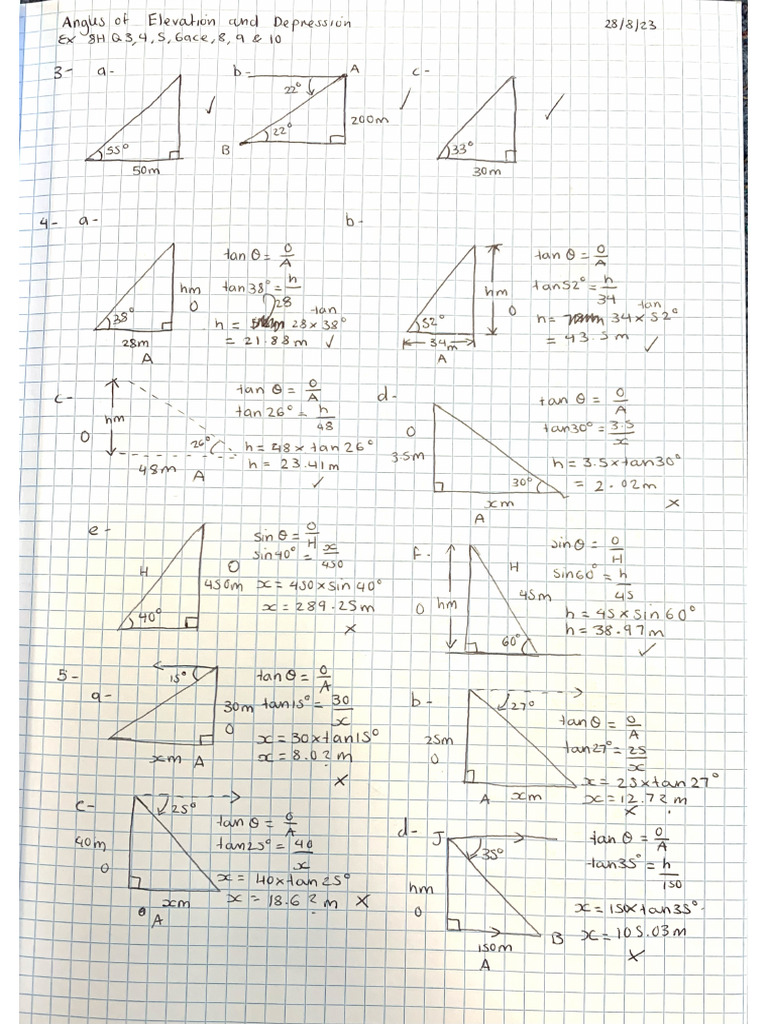 Maths Angles of Elevation and Depression | PDF