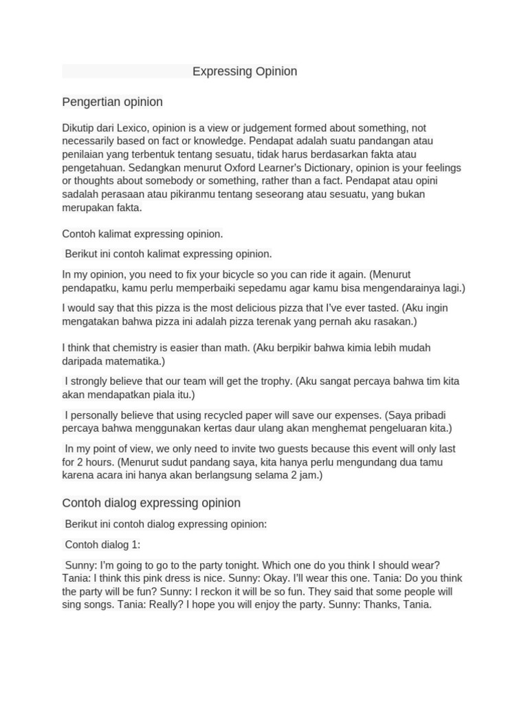 Expressing Opinion | PDF