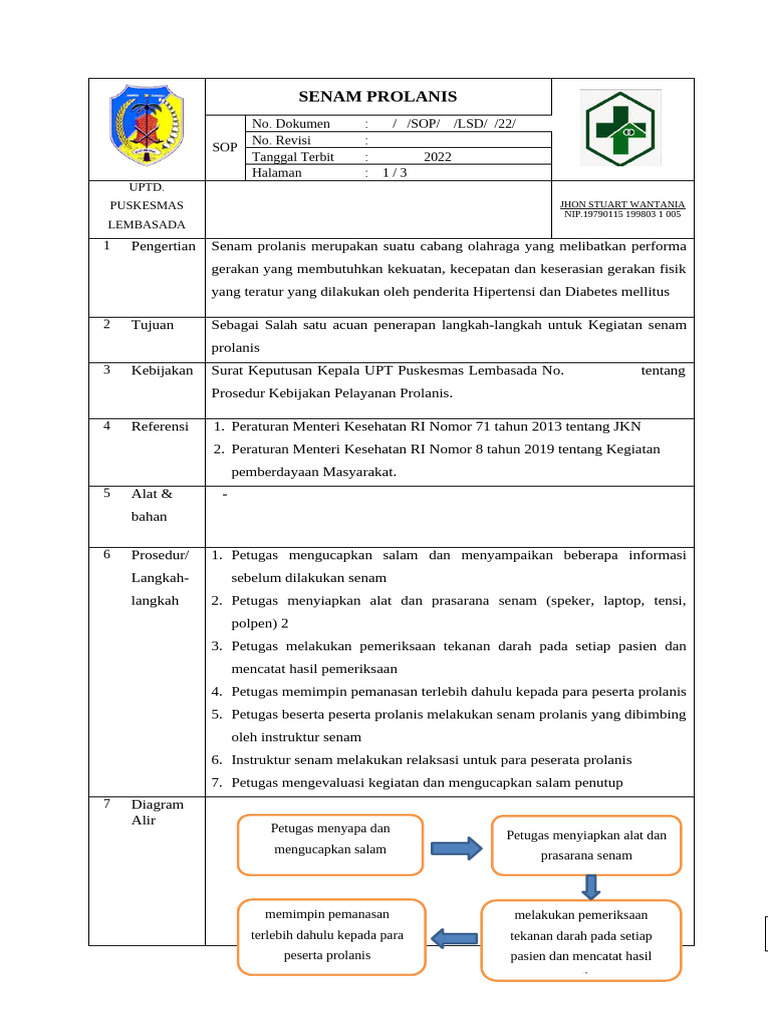 Sop Senam Prolanis | PDF