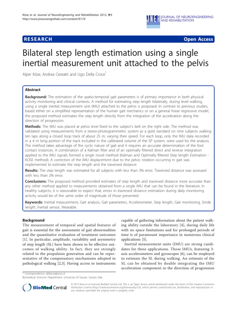 Bilateral Step Length Estimation Using A Single Inertial Measurement ...