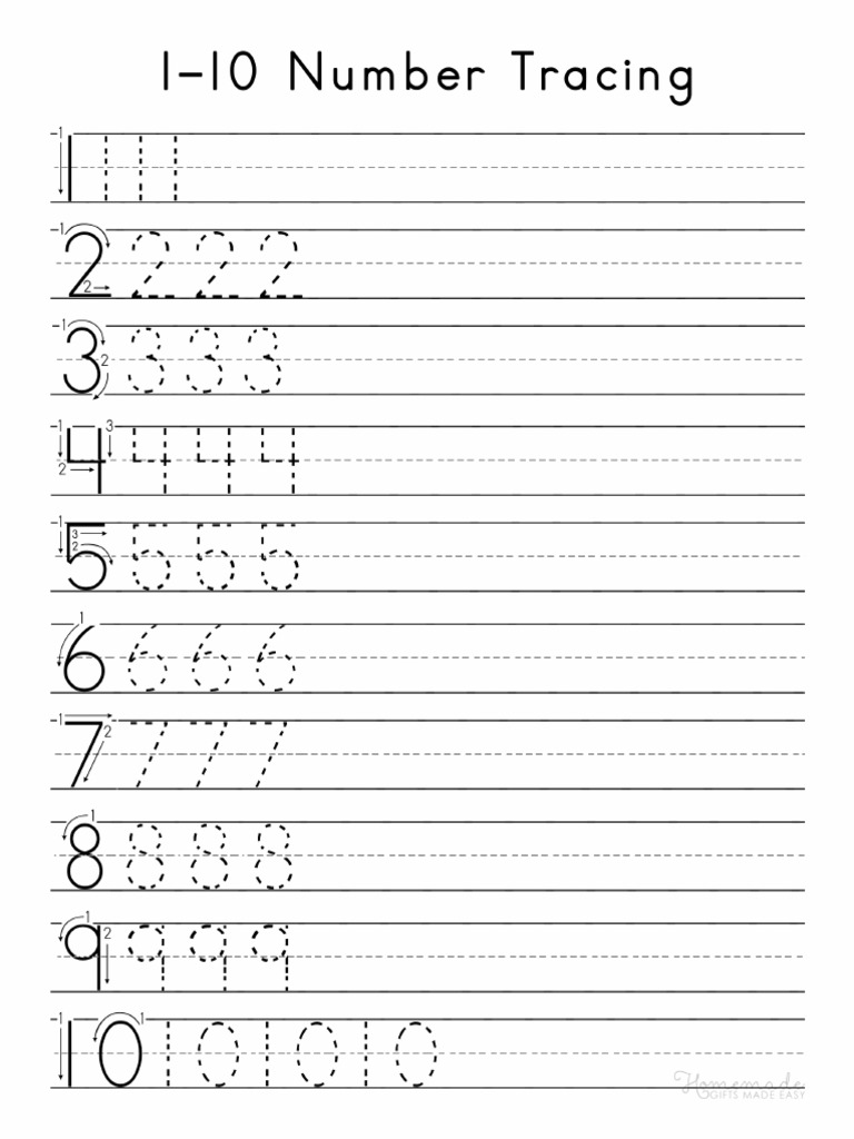 Number Tracing Worksheets 1 10 Vertical | PDF