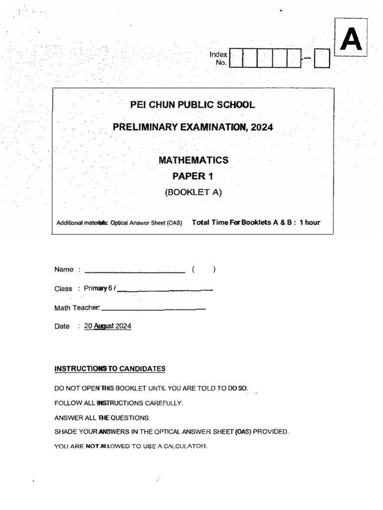Pei Chun Math Prelim 2024 | PDF