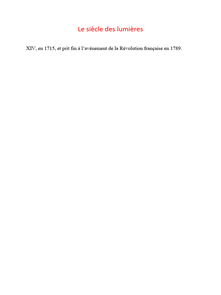 Le Siècle Des Lumières | PDF