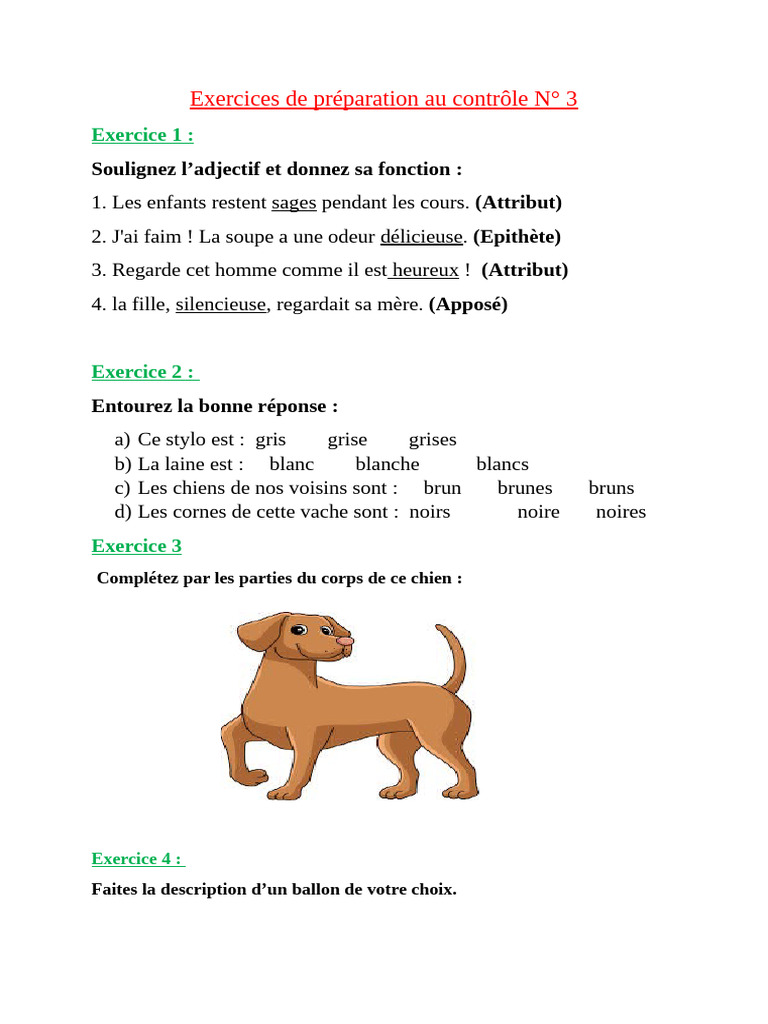 Exercices de préparation au contrôle N 3 | PDF