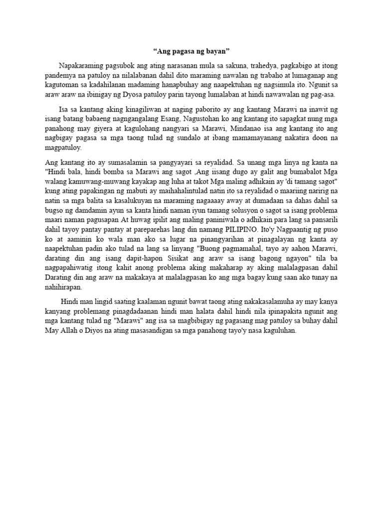 Ang Pagasa NG Bayan | PDF