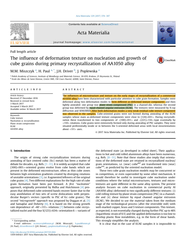 AA1050-Texture-The Influence of Deformation Texture On Nucleation and ...